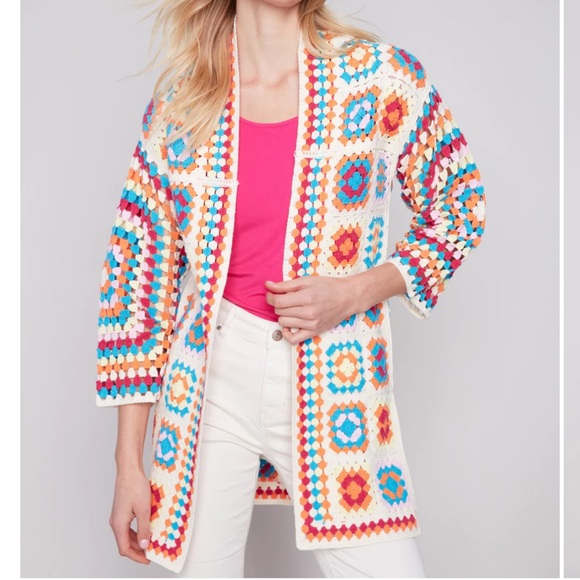 CHARLIE B | Sweaters | Nwt Charlie B Long Color Block Crochet Cardigan ...